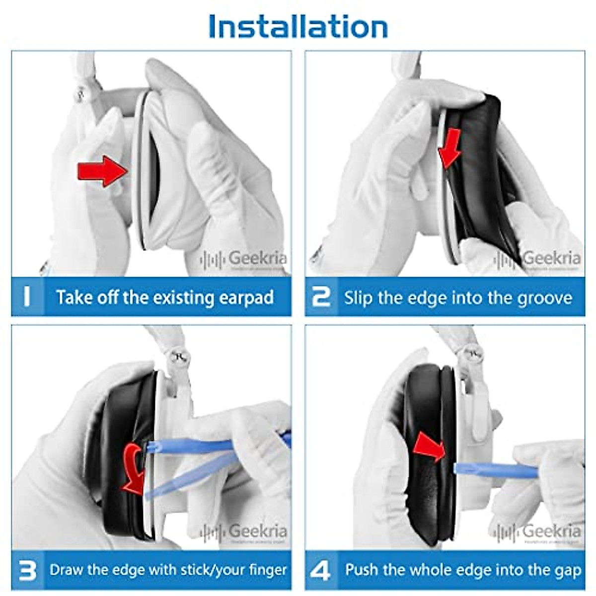 Geekria PRO Extra Thick Replacement Ear Pads for Audio-Technica ATH-M50X M50xBT2 M60X M40X M30X M20X M10X Headphones Ear Cushions, Ear Cups Cover Repair Parts (Black)