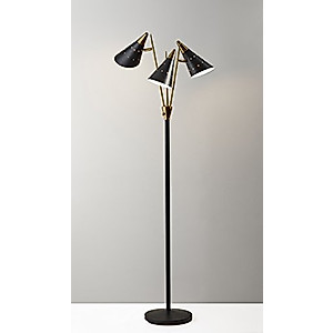 Adesso 3249-01 Floor-Lamps, Black/Antique Brass