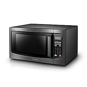 TOSHIBA EM131A5C-BS Countertop Microwave Ovens 1.2 Cu Ft, 12.4" Removable Turntable Smart Humidity Sensor 12 Auto Menus Mute Function ECO Mode Easy Clean Interior Black Color 1100W