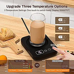 Misby Mug Warmer, Upgrade Coffee Warmer for Desk with 3 Temperature Settings, Fast Heating Cup Warmer 12 Timer, 4H Auto Shut Off, Gravity Sensor, Keep Best Temp for Tea,Beverage,Milk -Black