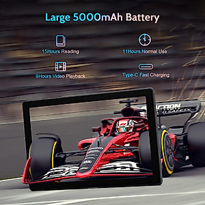 YUMKEM Tablet 10.1 inch, 4GB RAM, 64GB ROM, Android Tablet with Bluetooth Keyboard, Android 11 Go, Quad-Core Processor, 5000mAh Battery, 1280 * 800 HD IPS Display,Metal Housing,Grey