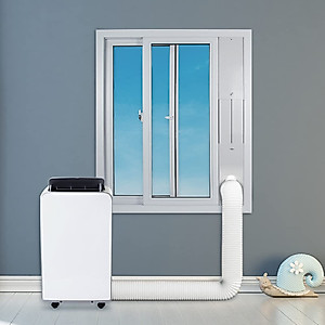 TOPOWN Portable Ac Window Kit, 5"/5.9" Hose Universal Window Slide Kit Plate for Ac Window Vent Kit Vertical/Horizontal -Max Adjustable Length 122cm/48- with 5.9"/15cm and 5"/13cm Adaptor