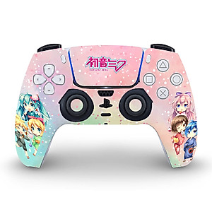 Head Case Designs Officially Licensed Hatsune Miku Characters Graphics Vinyl Faceplate Sticker Gaming Skin Decal Compatible With Sony PlayStation 5 PS5 Disc Edition Console & DualSense Controller