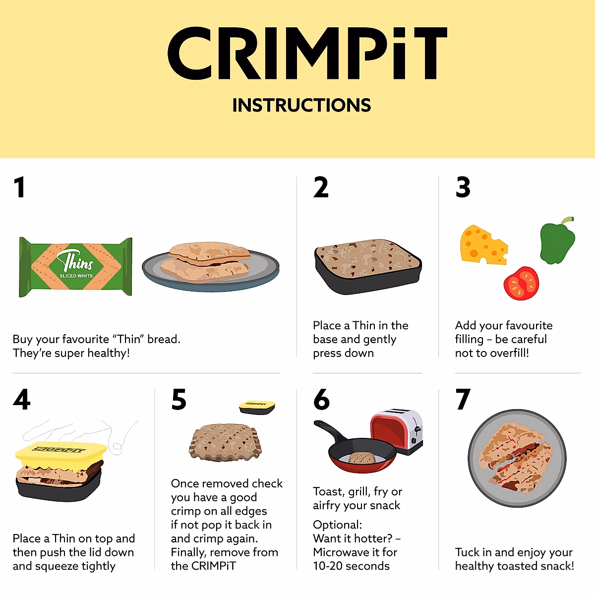 The CRIMPiT - A toasty snack maker - Make toasted snacks in minutes - Quick and easy toasted snacks at home - Made in the USA