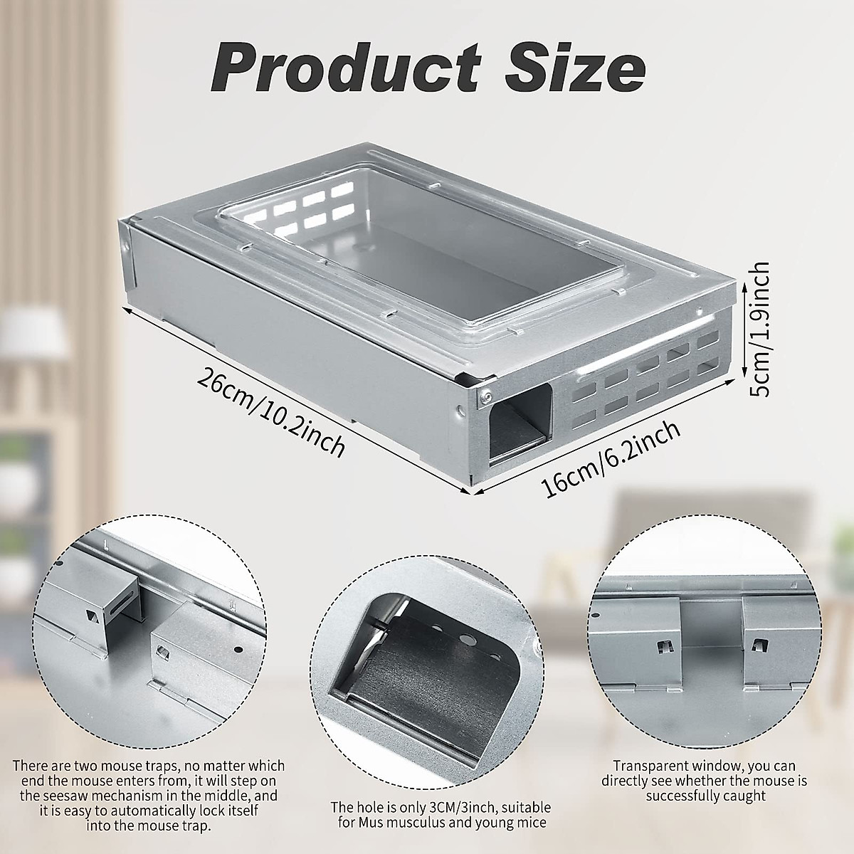 Qualirey 8 Pack Multi Catch Mouse Trap Clear Top Humanized Mouse Trap Rodent Mouse Trap for Indoor Outdoor Rat Control Pet and Security (Silver)