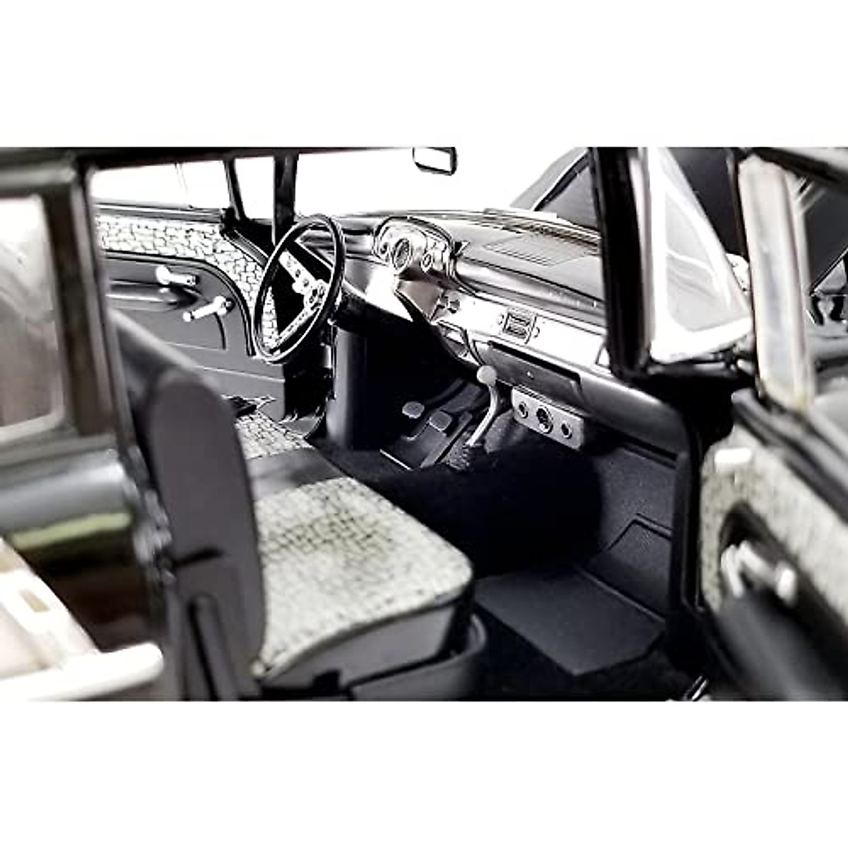 1957 Chevy 150 Restomod Hourglass Black and White Limited Edition to 774 Pieces Worldwide 1/18 Diecast Model Car by Acme A1807012