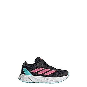 adidas Duramo SL Elastic Lace Sneaker, Core Black/Pink Fusion/White, 2 US Unisex Little Kid