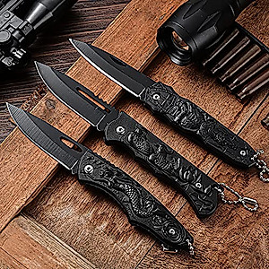NC Folding Knife Black Stainless Steel Blade Black Handle, Tactical, EDC,Camping,Outdoor,Daily application，Pocket Knife