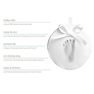 Tiny Ideas Baby's Handprint or Footprint Christmas Ornament, Easy No-Bake Keepsake Kit, Creative Holiday Gift for New and Expecting Parents, Clay