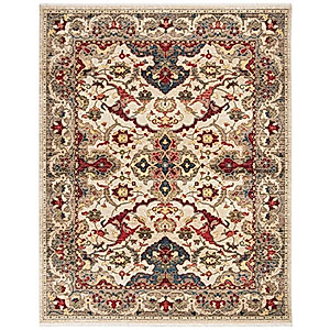 SAFAVIEH Kashan Collection 8' x 10' Ivory / Taupe KSN307A Traditional Oriental Non-Shedding Living Room Bedroom Dining Home Office Area Rug