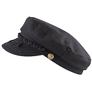 The Hat Depot 1400CD1970 Winter Unisex 100% Wool Greek Fisherman's Hat (L/XL, Black)
