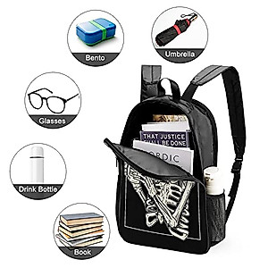 Skeleton Drinking Coffee Reversible Backpack Large Bookbag Double Sided Prints Travel Backpack Adult Unisex Casual Laptop Daypack School Backpack for Men Women College Students, 17 Inch, Black