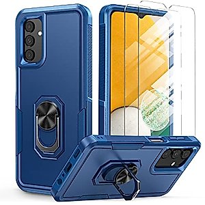 BNIUT for Samsung Galaxy A13 5G Case: (& for Samsung A13 LTE 4G Case) Dual Layer Protective Heavy Duty Cell Phone Cover Shockproof Rugged with Ring Holder Kickstand - Military Protection (zb Blue)