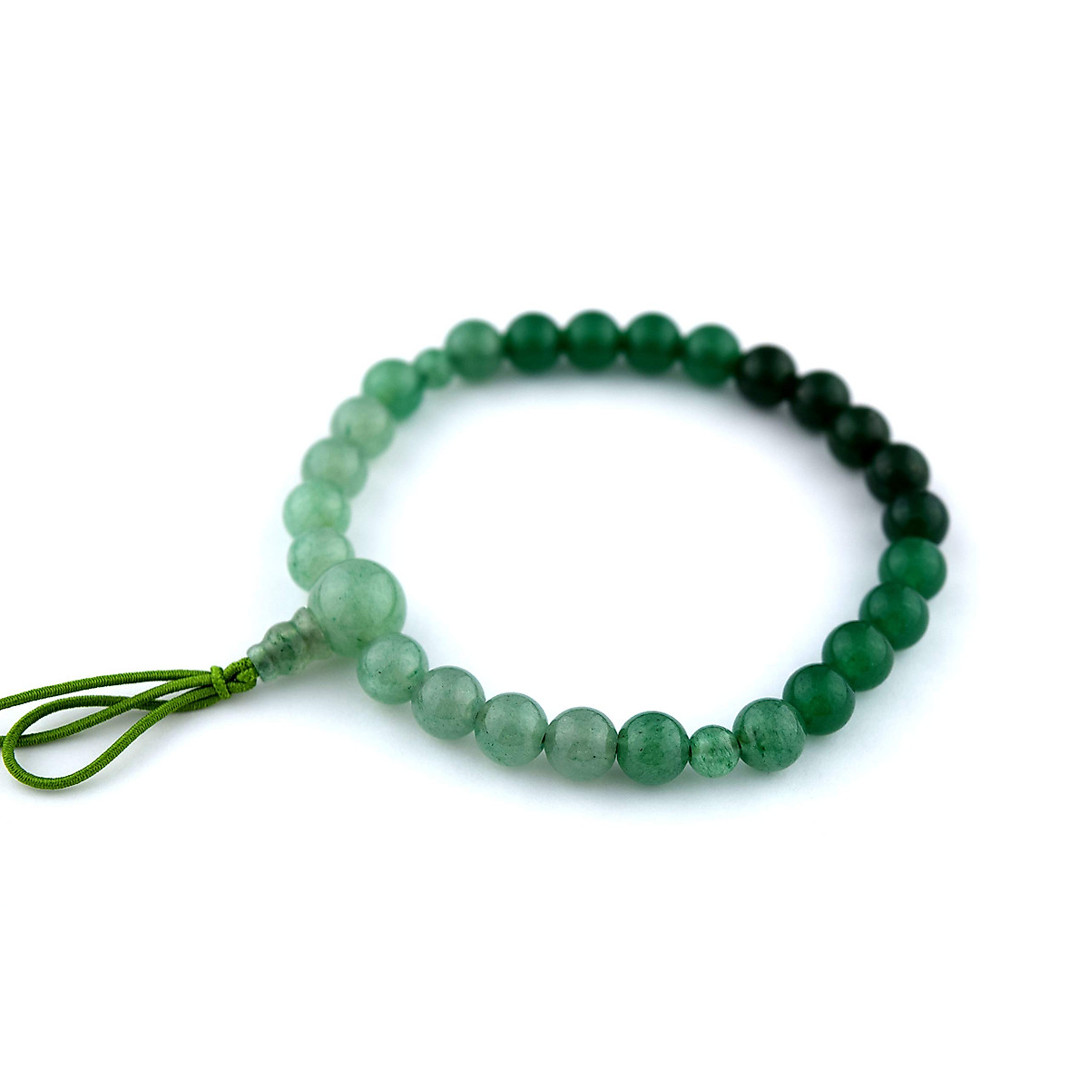 京都あさひ屋 Green Aventurine Quartz Indian Jade Gradation Stone Bracelet Women Men elastic bangle Kyoto mala beads (Rosary)