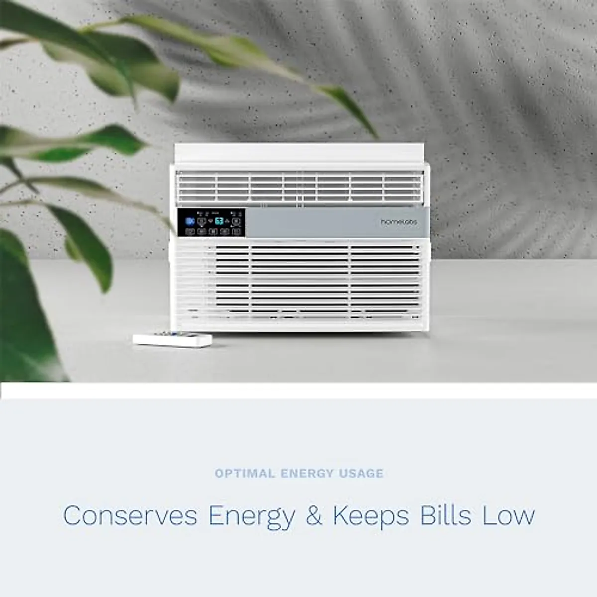hOmeLabs Window Air Conditioner 10000 BTU - Smart Control, Eco Mode, LED Control Panel - Low Noise, Remote Control - Compatible with Alexa/Google Assistant - White - Ideal For Rooms up to 450 Sq. Ft.
