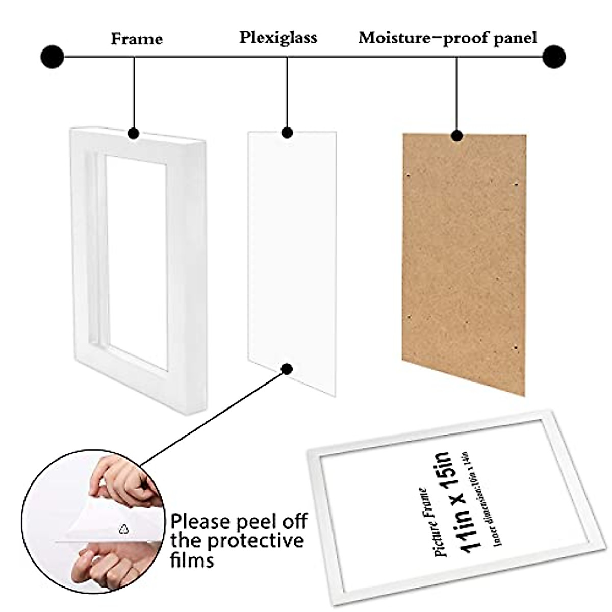 Fun Gift Diamond Painting Picture Frames 10x14, for 12 x 16 in /30 x 40cm 5D Diamond Painting Art Kits Diamond Painting Pictures or Photos, White Natural Solid Wood Wall Hanging Picture Frame