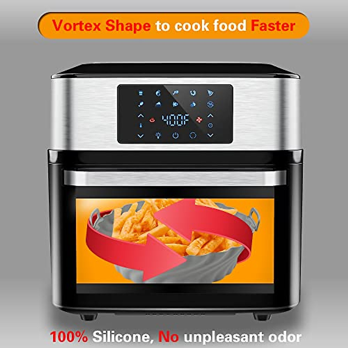 HoazHoald 2Pcs Air Fryer Silicone Liners Pot 8.5IN Round Reusable Air Fryer Oven Basket Accessories Replacement of Flammable Parchment Liner Paper Food Safe Easy Clean Fit 5QT or Bigger Air Fryer Oven