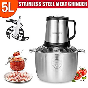 CHUNYU 800W 5L Electric Meat Mixer Blender Grinder 3Speed Stainless Steel Electric Chopper Automatic Mincing Machine Quiet