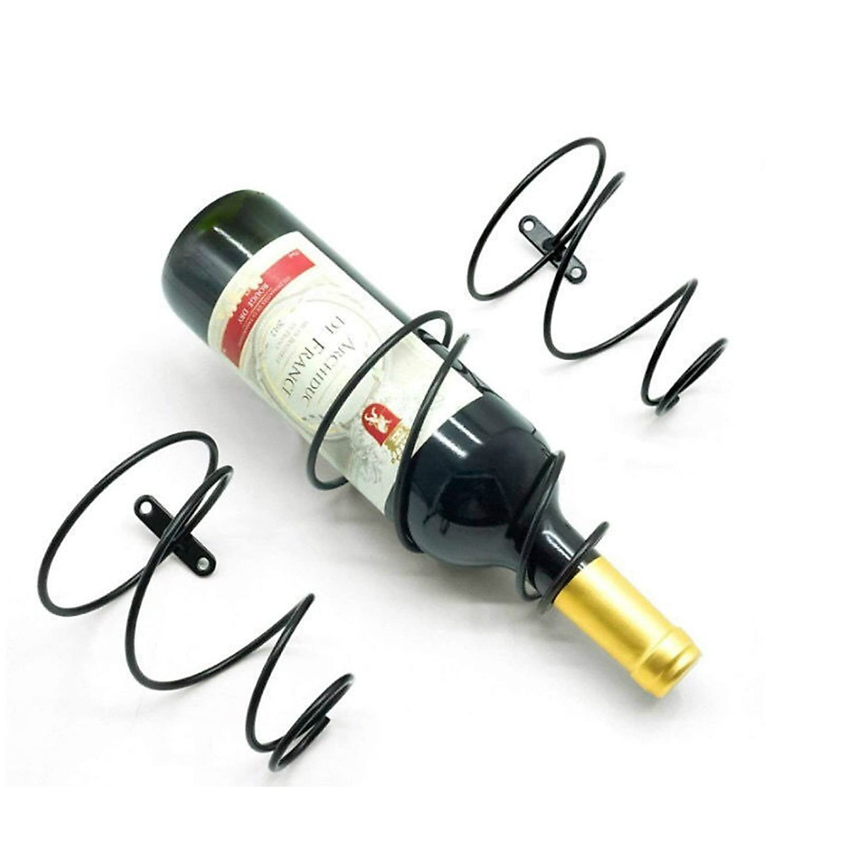 ZHKD Wall-Mounted Wine Bottle Rack 3-Piece Set,Creative Wine Bottle Display Rack, Metal Hanging Wine Holder,Suitable for All Home Kitchen Bar Cabinets Wall You Like, Black