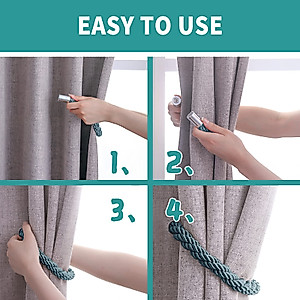 BGment Strong Magnetic Curtain Tiebacks Convenient Decorative Weave Rope Curtain Holdbacks for Home Office Window Draperies, 2 Pack, Teal