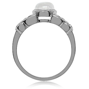 Silvershake Natural Moonstone White Gold Plated 925 Sterling Silver Celtic Knot Ring Size 8