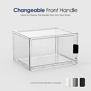 SEE SPRING Sneaker Cases for Sneakerheads Shoe Storage Boxes Clear Stackable Sneaker Display Boxes Shoe Organizers Fit up to Size 16 Containers Pack of 2