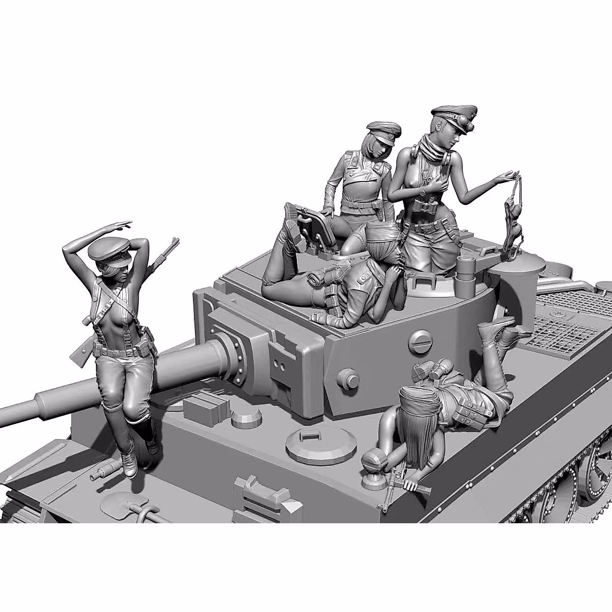 1/35 Resin Soldier Figure Model Kits DIY Beauty 5 Set Soldier colorless and self-Assembled YFWW-2158 (Without Tank)