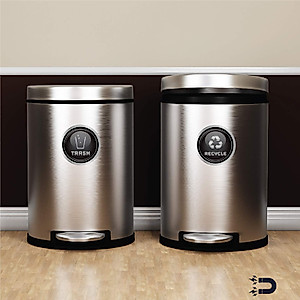 Recycle and Trash Logo Magnetic Sticker - Elegant Metal Look for Trash Cans, Containers - Flexible Rubber Material (Silver, XSmall)