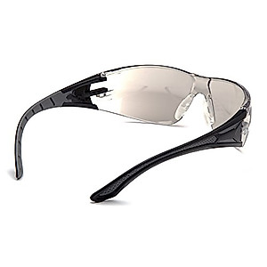 Pyramex Endeavor Plus Durable Safety Glasses, Black/Gray Frame, Indoor/Outdoor Mirror Lens