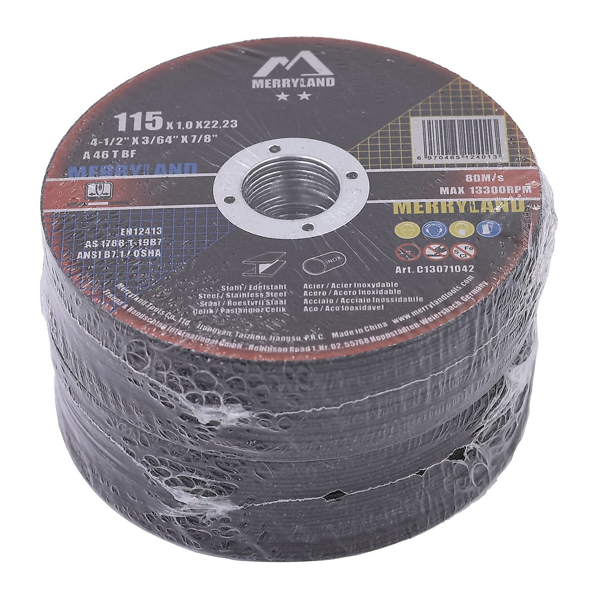 Merryland Cut Off Wheel 4 1/2 inch for Angle Grinder, Metal Cutting Wheel 4.5 X .045 X 7/8 Ultra Thin 50 Pack, Iron Stainless Steel Cutting Disc, Craft-Line C13071042