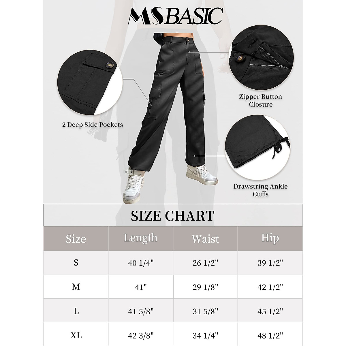 MSBASIC Cargo Pants for Women Casual Fashion Y2K High Waisted Baggy Pink Parachute Pants