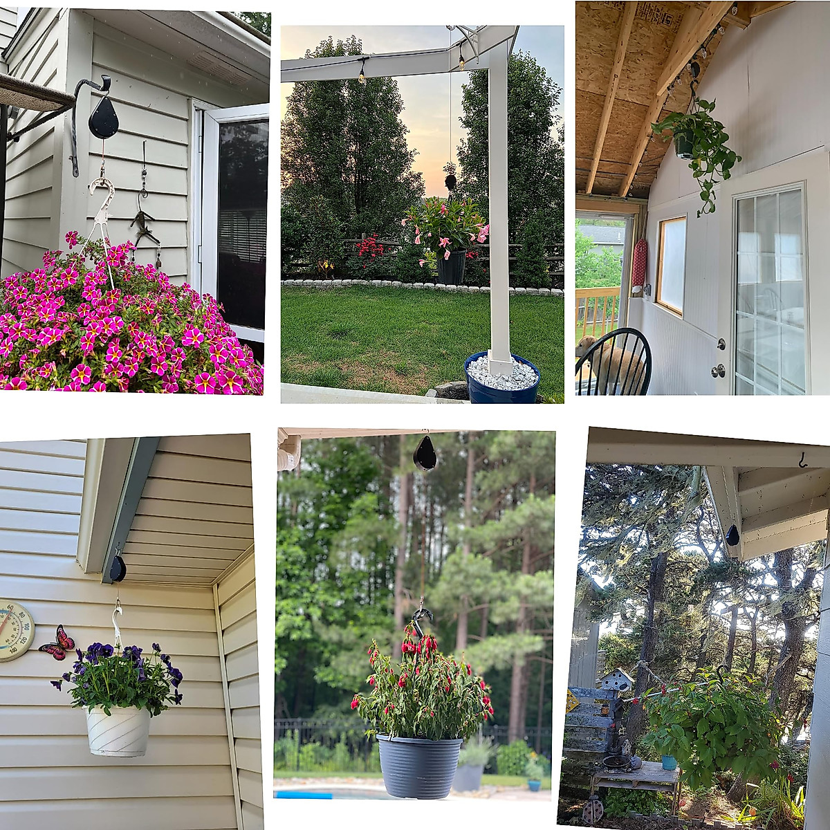 Kitwinney Retractable Plant Hanger - Upgrade Plant Pulleys for Hanging Plants, Easy to Raise and Lower, Suitable for Garden Flower Pots, Hanging Planter, Bird Feeder（Black, 4 PCS）