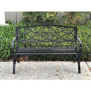 ABBLE 4 Ft. Steel Frame Outdoor Patio Garden Bench 2-Person Loveseats Outdoor Furniture Park Bench