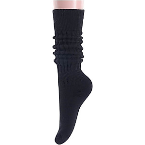 Zmart Black Slouch Socks for Women, Tall Black Stack Scrunch Socks
