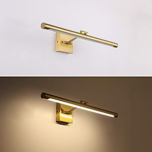 LED Picture Light Fixtures 24.4 Inches, Full Metal Artwork Wall Lamp with Single Swing Arm, 14W (70W Eqv.), Hardwire Connection, Non-Dimmable, 3000K Warm White, CRI80+, Golden-Like Brass Finish