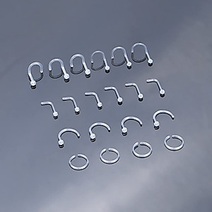Anicina 18G 20G Clear Nose Rings Studs for Work Clear Nose Piercing Hoop Plastic Nose Rings for Surgery Screw L Shaped Nose Studs Plastic Bioflex Flexible Nostril Piercing Retainer
