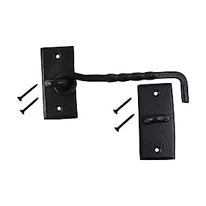 Renovators Supply Manufacturing Hook and Eye Latch 6.5 in. Black Wrought Iron Door Lock Latch/Gate Latch with Mounting Hardware