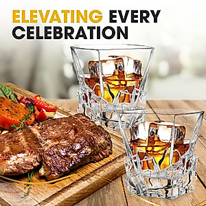 BERKWARE Lowball Whiskey Glasses - Clear Old Fashioned Glasses with Square Top Design for Bourbon, Scotch & More, 9.5oz each (Set of 6)