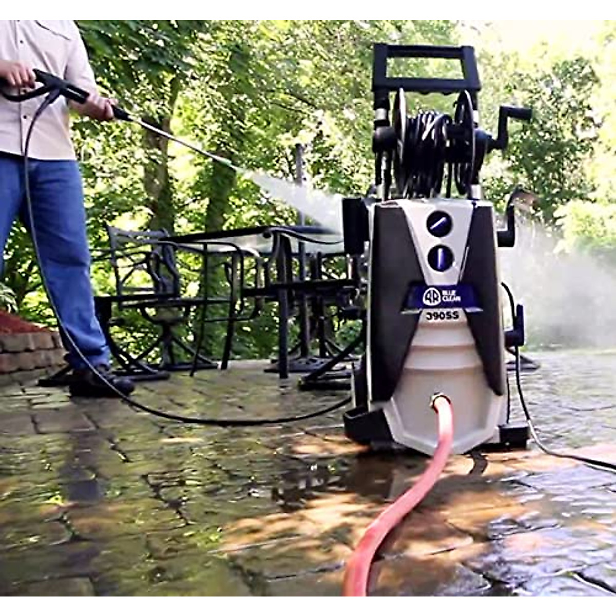 AR Blue Clean AR390SS Electric Pressure Washer-2000 PSI, 1.4 GPM, 14 Amps Quick Connect Accessories, Integrated Design, On Board Storage, Portable Pressure Washer, High Pressure, Car washer, Patio