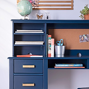 Guidecraft Taiga Desk, Hutch and Chair - Navy: Children’s Wooden Study Computer Workstation, Kids Bedroom Furniture