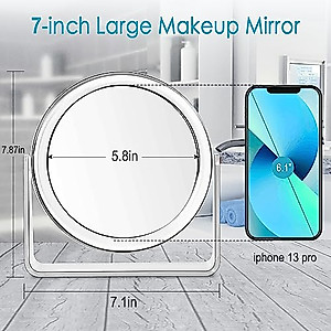 1x/7x Magnifying Makeup Mirror for Desk Double Sided 360°Rotation Desk Mirror,Portable Table Acrylic Small Standing Mirror for Cosmetic