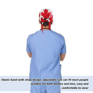 Women's Working Cap with Button and Sweatband, Head Covers Adjustable Tie Back Hat Headwraps Reusable Caps 3D Printed for Men Canada Grunge Flag Maple Leaf Red White Black