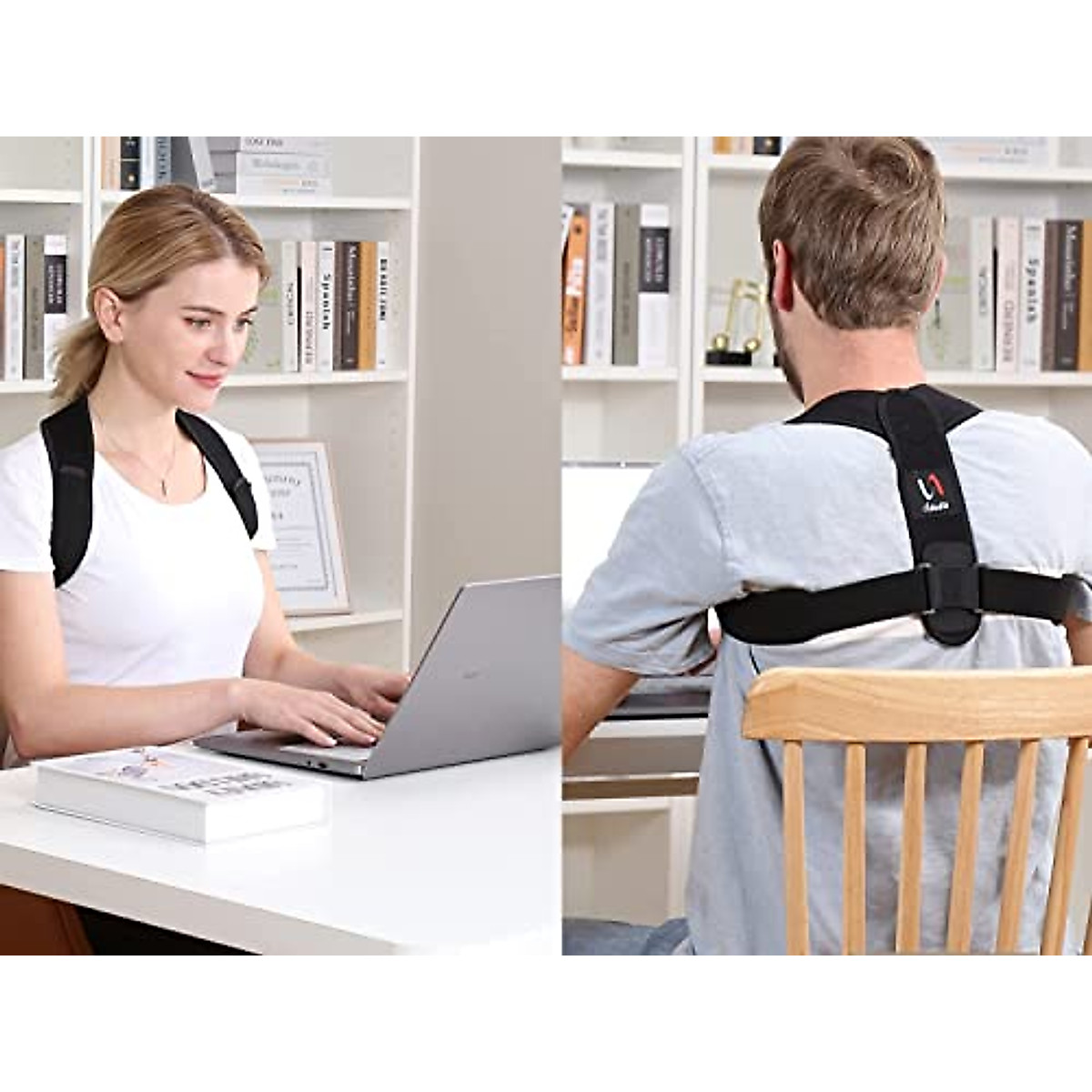 Schiara Posture Corrector for Men and Women, Comfortable Upper and Back Brace, Adjustable Back Straightener Support for Back, Shoulder and Neck