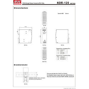 MEAN WELL NDR-120-12 DIN Rail Power Supply 120W 12V 10A Constant Current Low No-Load Loss Overheat Protection