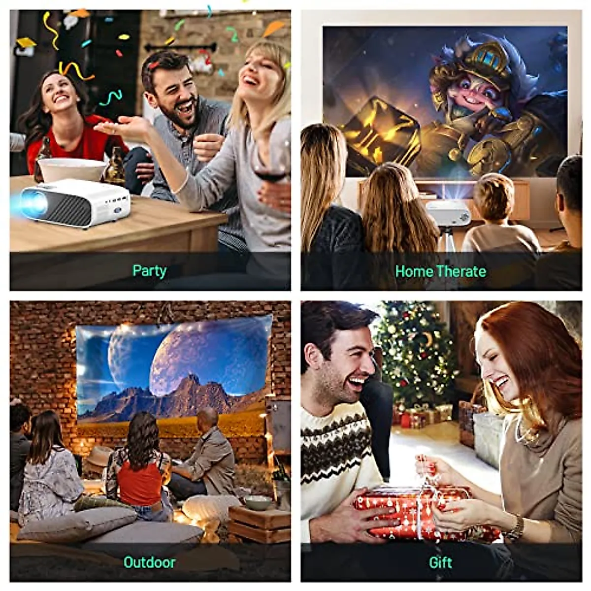 Mini Projector, ELEPHAS Portable Projector for iPhone, 7000L with Synchronize Smartphone Screen, Movie Projector with 1080P HD/200 Screen Support, Compatible with Android/iOS/TV Stick/HDMI/USB/SD