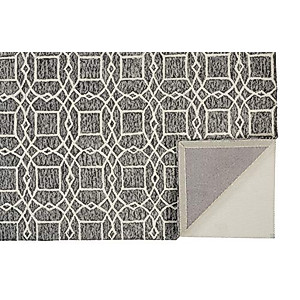 Feizy Rugs - Rhett Geometric Lattice Print Rug, Charcoal Gray, 8ft x 10ft Area Rug