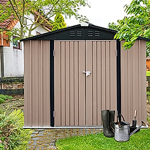 Polar Aurora 8 x 6 FT Outdoor Metal Storage Shed, Steel Garden Shed with Double Lockable Door, Tool Storage Shed for Backyard, Patio & Lawn