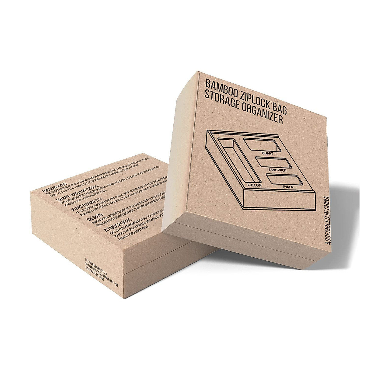 Bamboo Ziplock Bag Storage Organizer Baggie Holder for Drawer and Wall Kitchen Compatible with Solimo, Ziploc, Hefty, Glad for Gallon, Quart, Sandwich, Snack and Slider Bags by brand Huge Estate