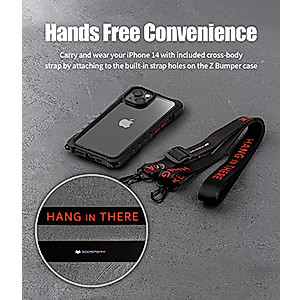 GOOSPERY Z Bumper Crossbody Compatible with iPhone 14 Case [Strap Included] Shock Absorbing Dual Layer Structure TPU Edge Crystal Clear PC Cover with Shoulder Strap Outdoor Design, Clear