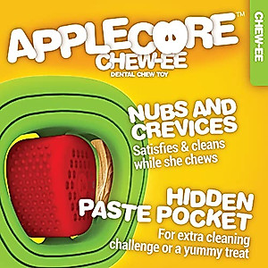 JW CHEW-EE Dental Dog Chew Toy; Cleans Your Pet's Teeth and Gums As They Play; Add Their Favorite Flavors, Apple Core